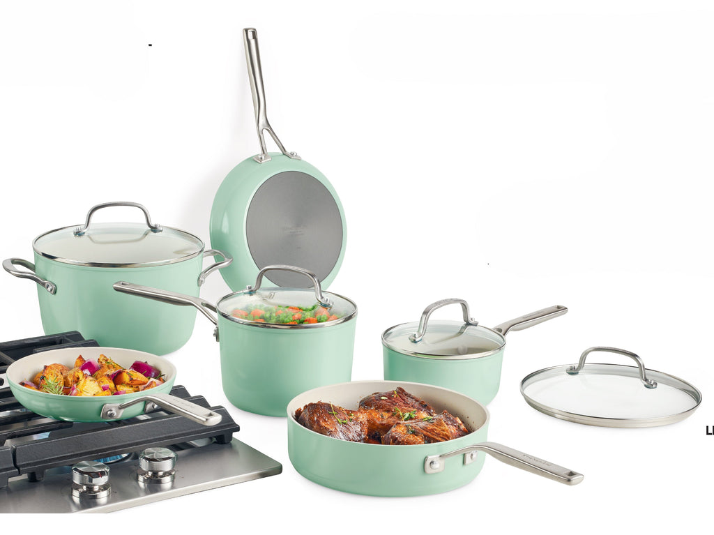 KitchenAid 10pc Hard Anodized Ceramic Cookware Set - Pistachio – Meyer Canada